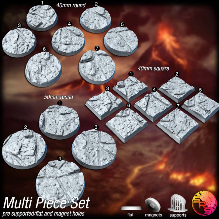 3D Printable Volcano Bases (Standard) by SRS Studios