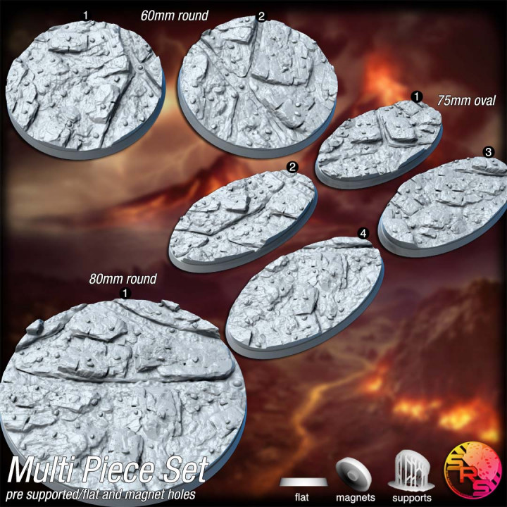 3D Printable Volcano Bases (Standard) by SRS Studios