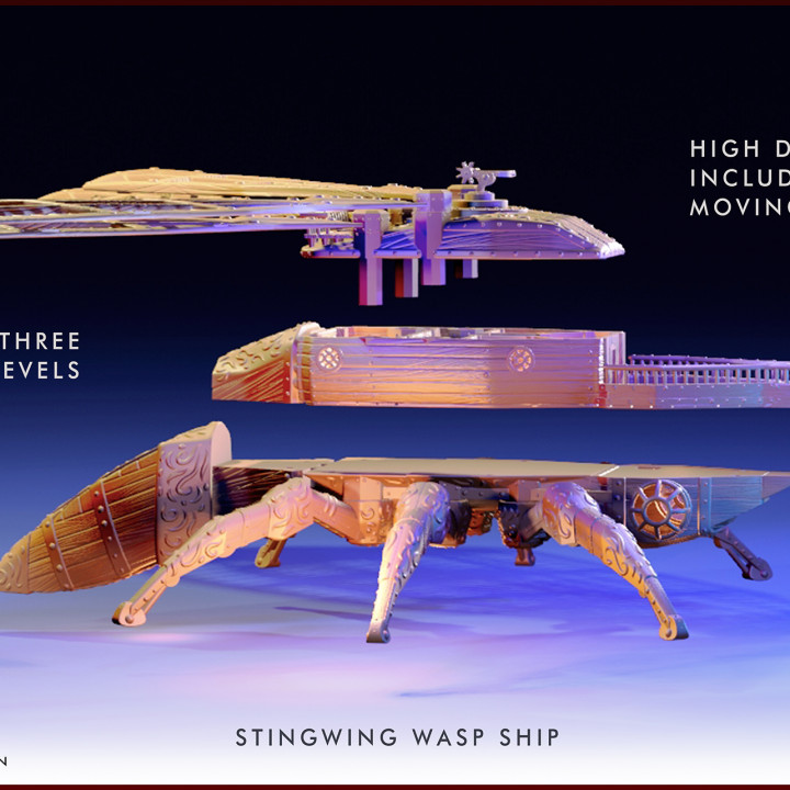 3D Printable StingWing - Astral Wasp Ship by NovaMinis