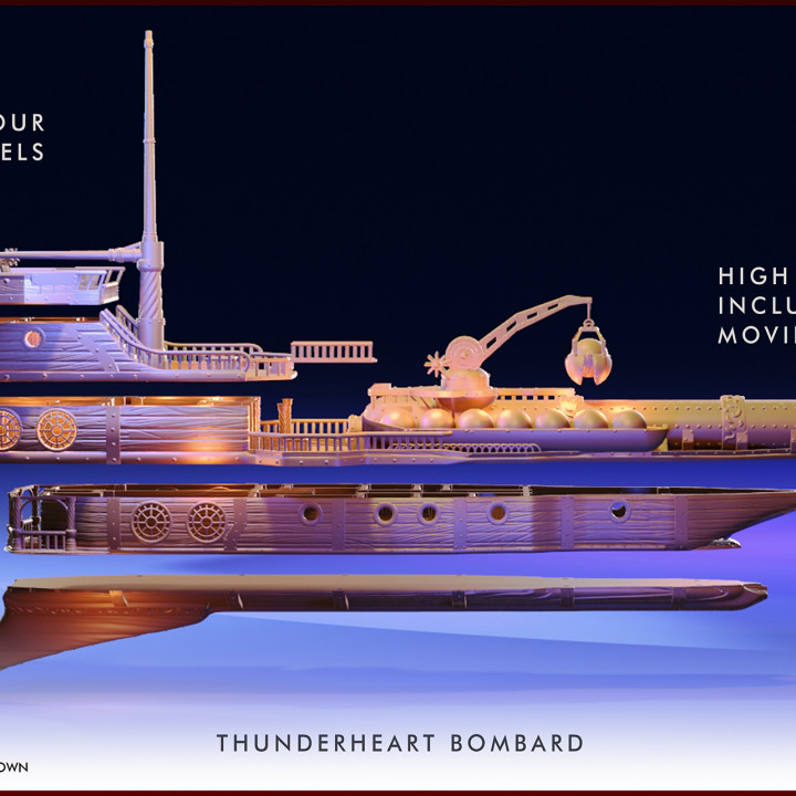 3D Printable ThunderHeart - Astral Bombard Ship by NovaMinis
