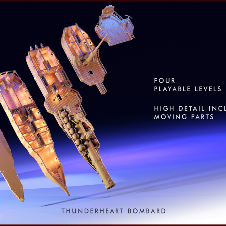 3D Printable ThunderHeart - Astral Bombard Ship by NovaMinis