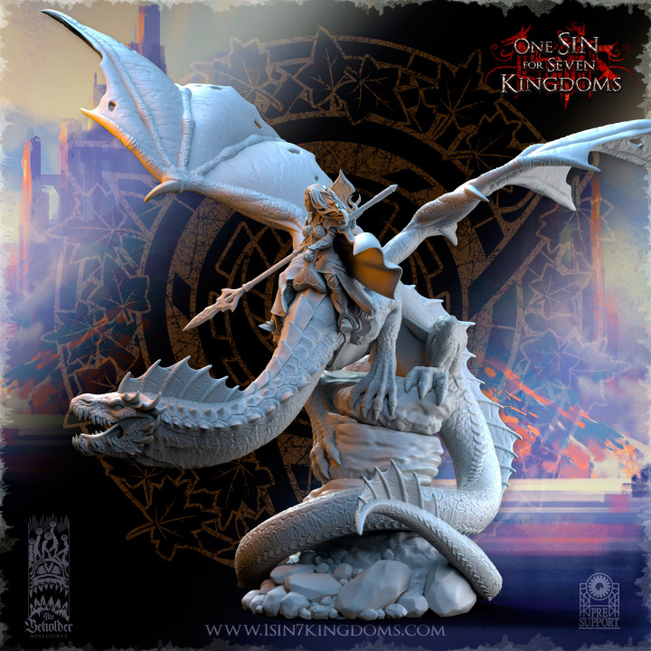 3D Printable Ynariel, Princess of Elves on Dragon by The Beholder ...