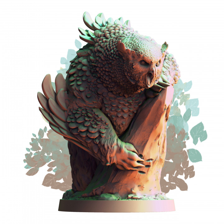 3D Printable Owl Beast on Rock 3 (pre-supported) by Blue Giant Studios