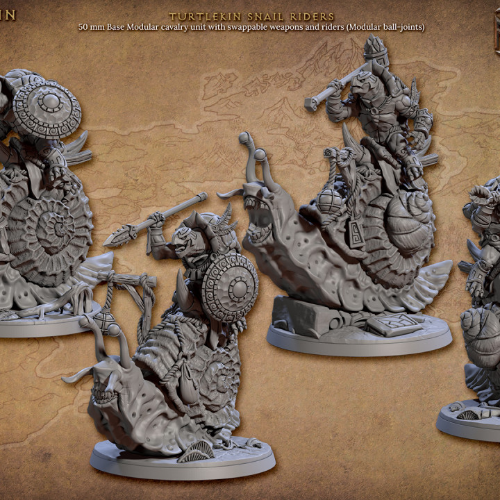 3D Printable Giant Snail Rider - A (Jadeshell Turtlekin) by Artisan Guild