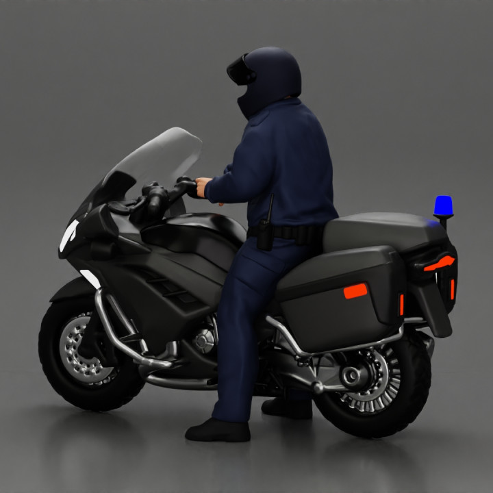 3D Printable Motorcycle police officer stopped at a red light by ...
