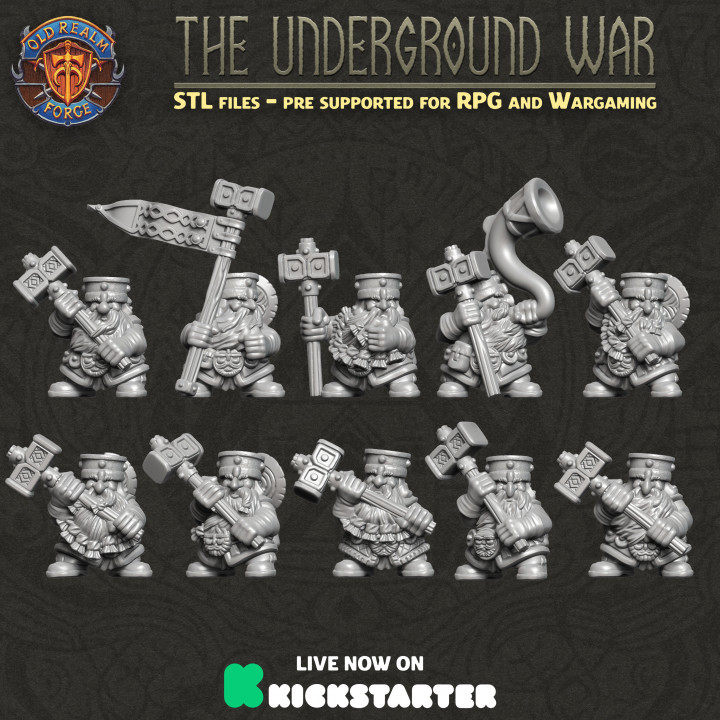 3D Printable Long_Hammers_Unit by Old Realm Forge