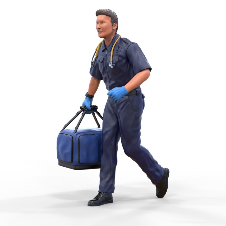 3D Printable N1 paramedic emergency service running with bag by 3DP ...