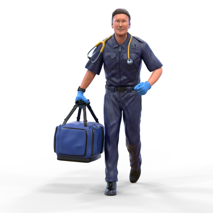3D Printable N1 paramedic emergency service running with bag by 3DP ...
