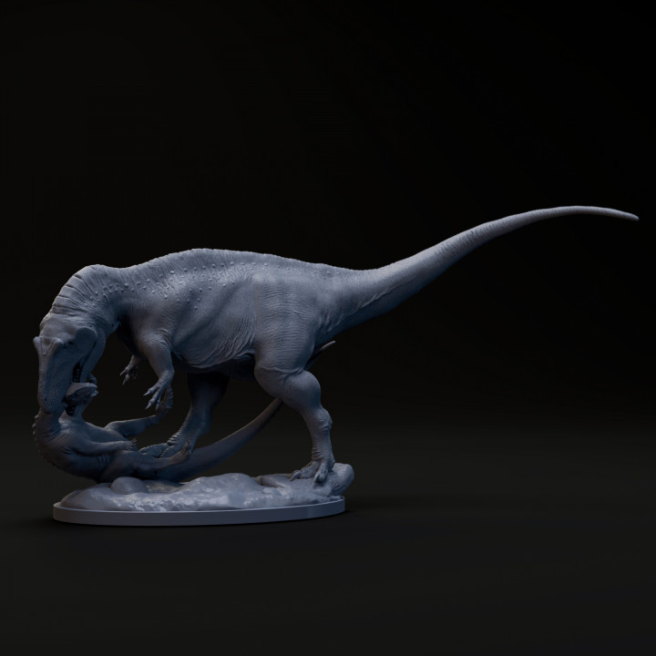 3D Printable Acrocanthosaurus hunting Tenontosaurus 1-35 scale pre ...