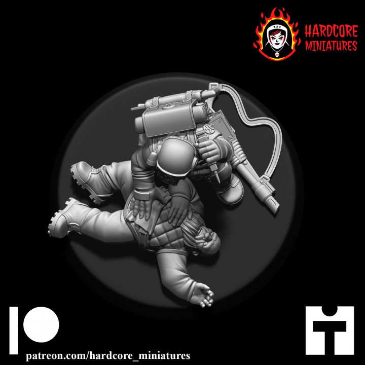 3D Printable Dwarf Medic Rescue Scene by Hardcore Miniatures