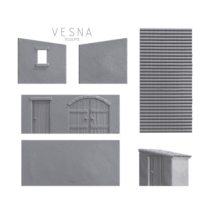 3D Printable MEDITERRANEAN BARN AND OUTBUILDING PACK by VESNA SCULPTS