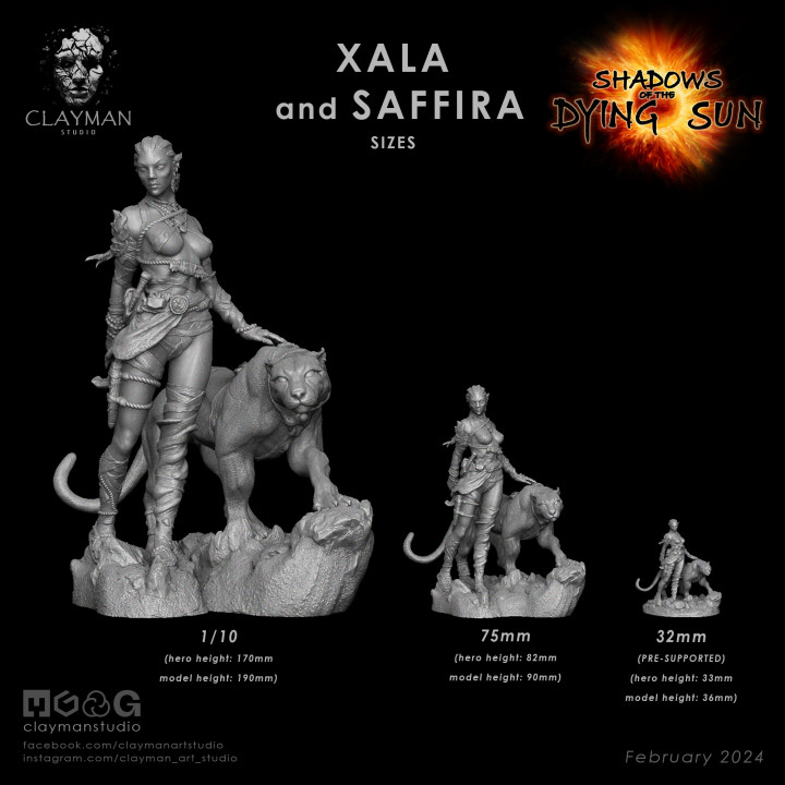 3D Printable Xala and Saffira - 32mm - 75mm - 1/10 by Clayman Studio