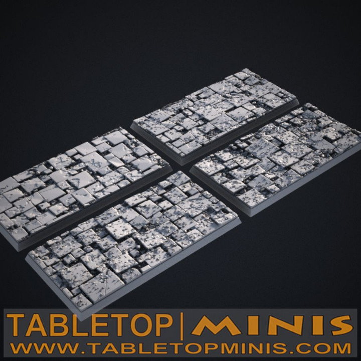 3D Printable Broken Tiles 50x100mm Rectangular Bases by TableTopMinis