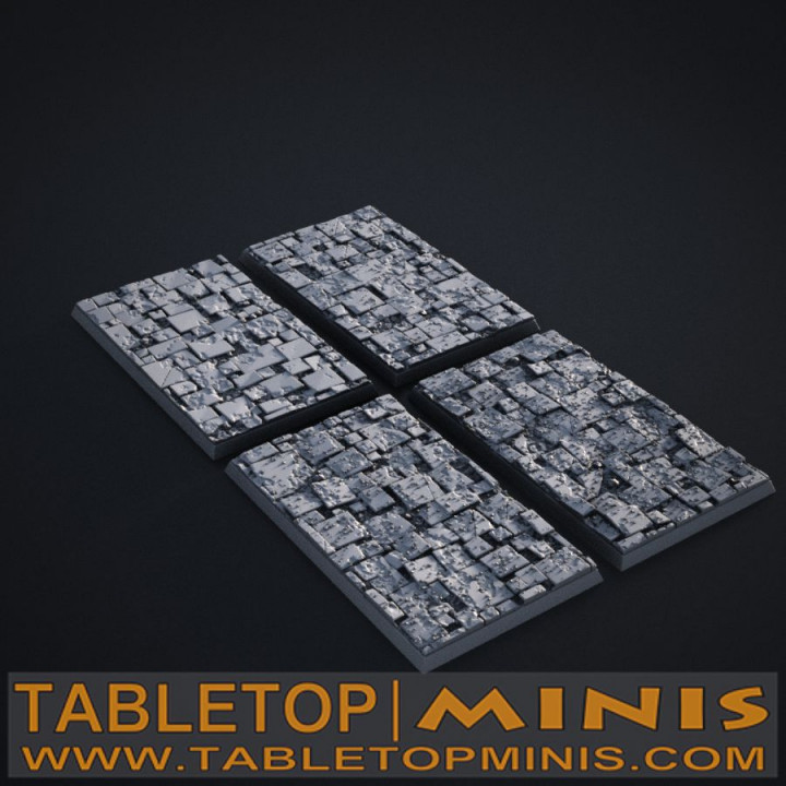 3D Printable Broken Tiles 60x100mm Rectangular Bases by TableTopMinis