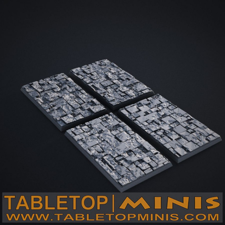3D Printable Broken Tiles 60x100mm Rectangular Bases by TableTopMinis