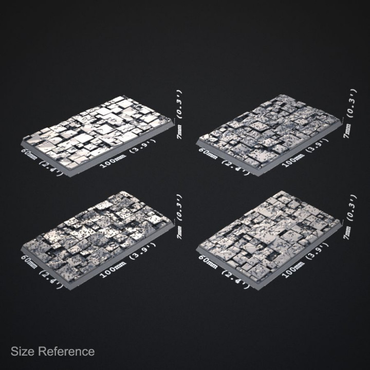 3D Printable Broken Tiles 60x100mm Rectangular Bases by TableTopMinis