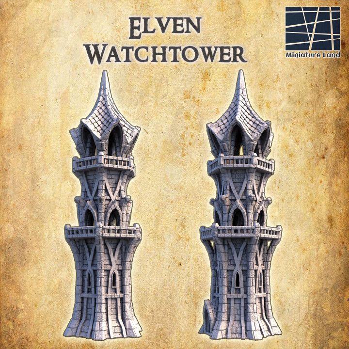3D Printable Elven Watchtower - Tabletop Terrain - 28 MM by MiniatureLand
