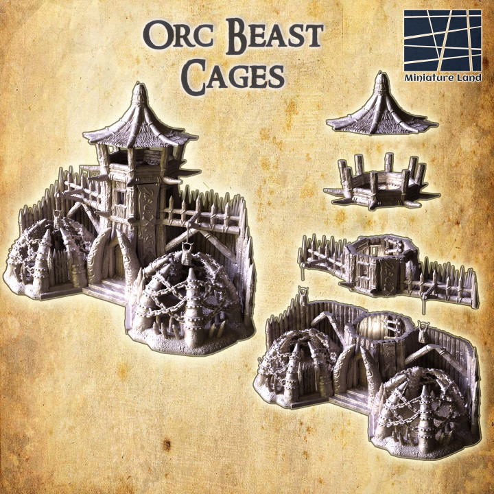 3D Printable Orc Beast Cages - Tabletop Terrain - 28 MM by MiniatureLand