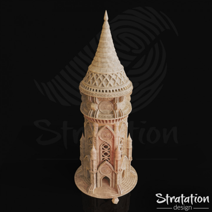 3D Printable Wizard's Arcane Treasury Dice Tower by Stratation Design