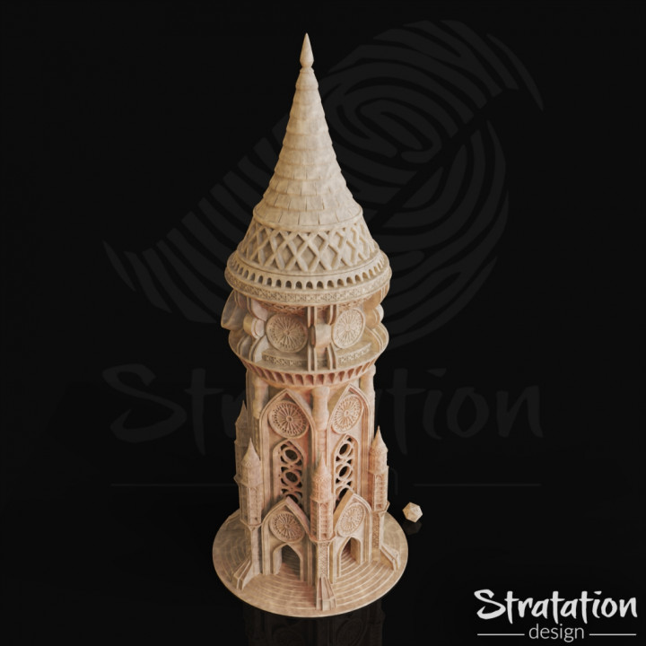 3D Printable Wizard's Arcane Treasury Dice Tower by Stratation Design