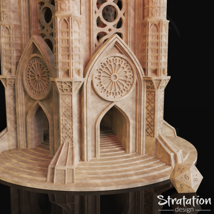 3D Printable Wizard's Arcane Treasury Dice Tower by Stratation Design