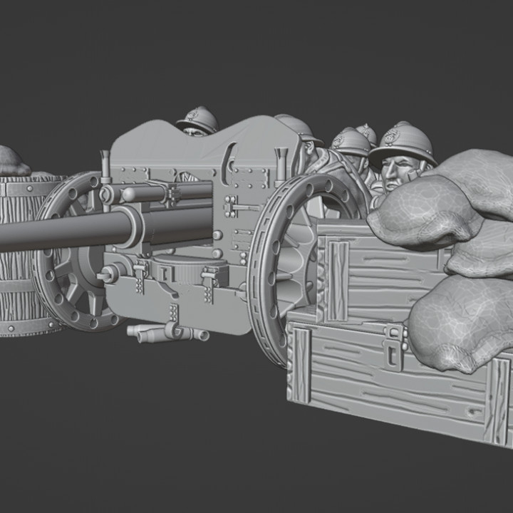 3D Printable WW2 28mm french 47mm AT GUN with crew and sandbag ...
