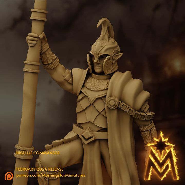3D Printable High Elf Commander| 32mm Scale Presupported by Morningstar ...