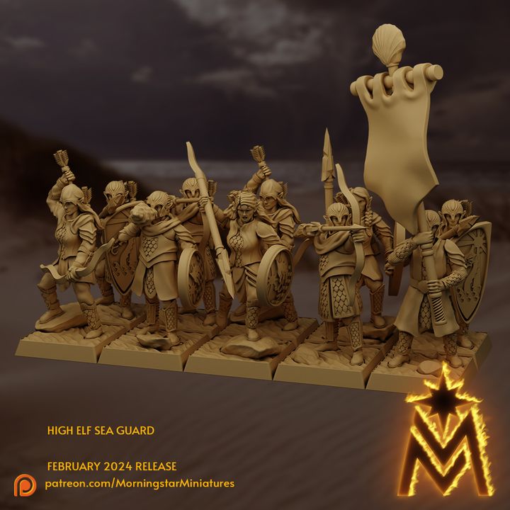 3D Printable High Elf Sea Guard Unit | 32mm Scale Presupported by ...