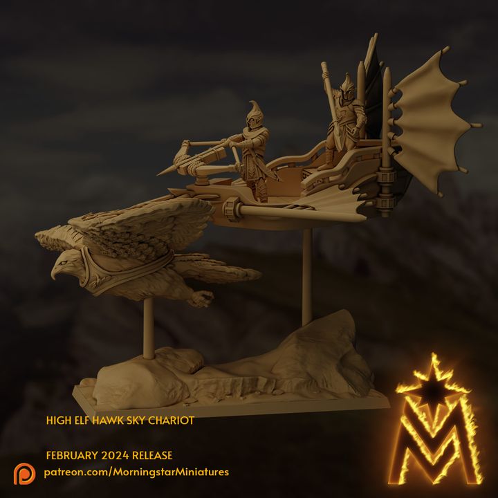 3D Printable High Elf Hawk Sky Chariot | 32mm Scale Presupported by ...