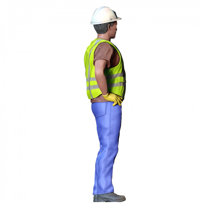3D Printable N13 Construction worker standing by 3DP Miniatures