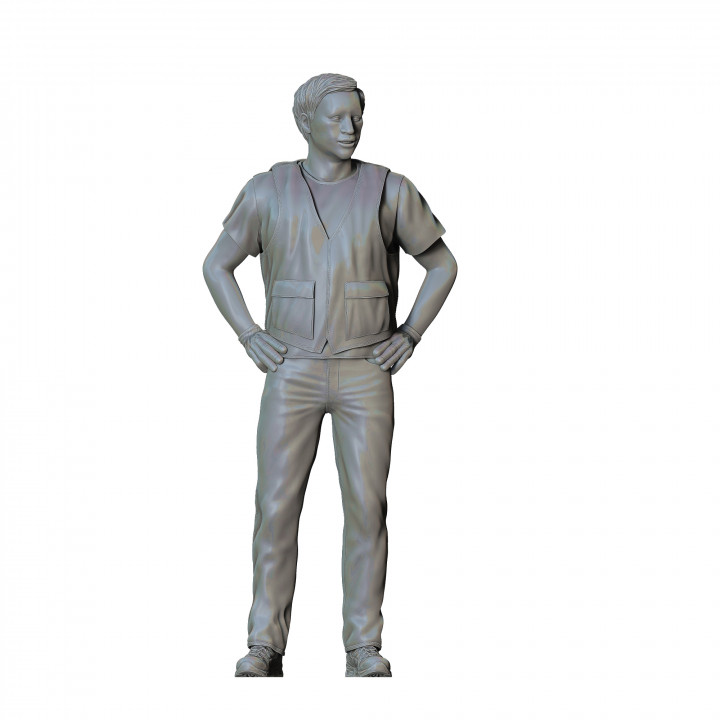 3D Printable N13 Construction worker standing by 3DP Miniatures