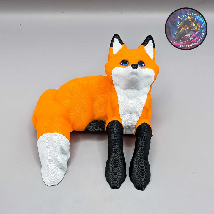 3D Printable Fox Monitor Buddy, Monitor and Shelf Decoration by Kirsten M