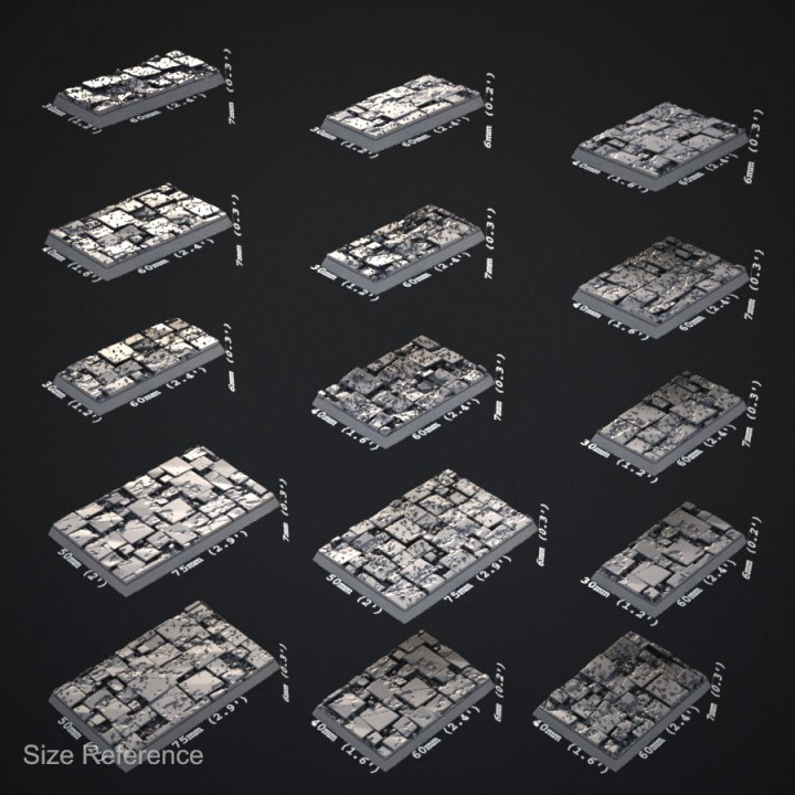 3D Printable Broken Tiles Rectangular Base Bundle by TableTopMinis