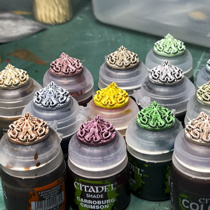 3D Printable Kraken Citadel Paint Pot Topper Swatch by Victoria