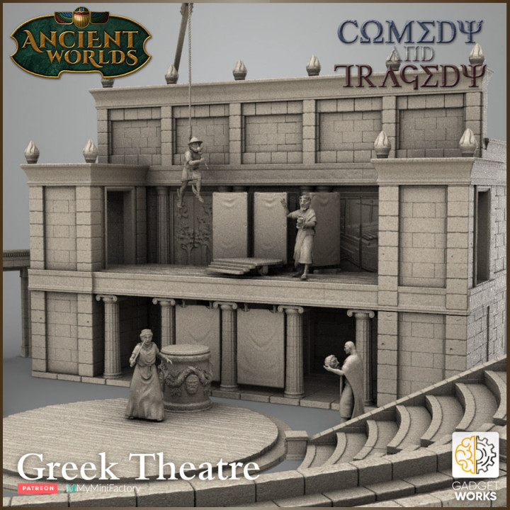 3D Printable 4 Ancient Greek Actors with masks by Gadgetworks