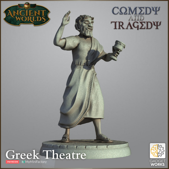 3D Printable 4 Ancient Greek Actors with masks by Gadgetworks