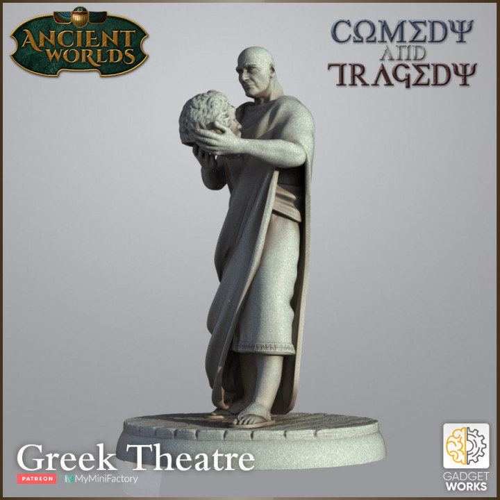 3D Printable 4 Ancient Greek Actors with masks by Gadgetworks