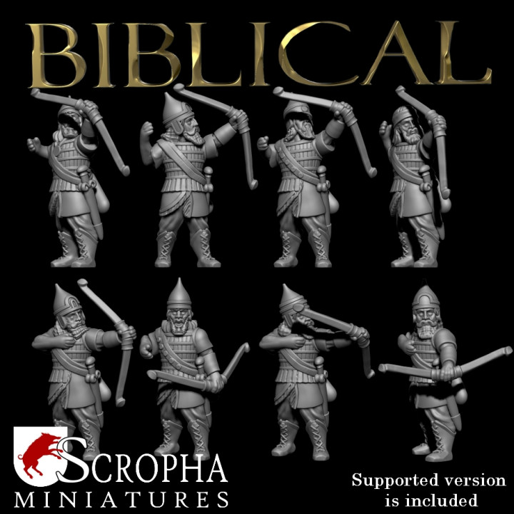 3D Printable Assyrian heavy archers by Scropha Miniatures