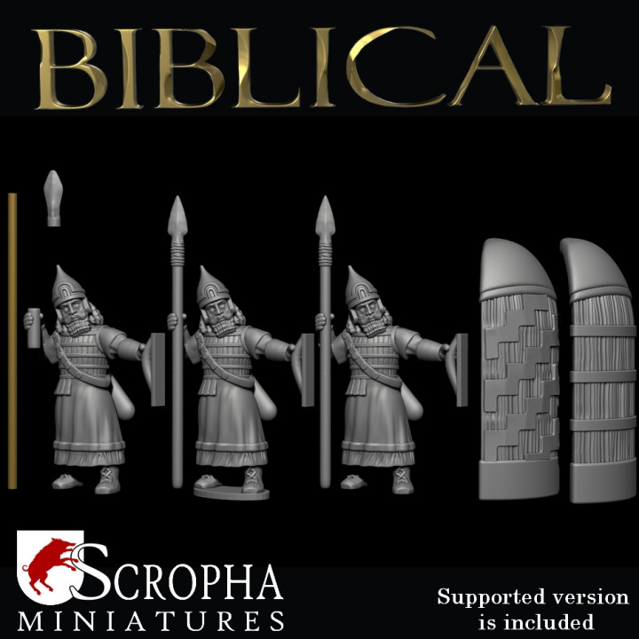 3D Printable Assyrian siege crew by Scropha Miniatures