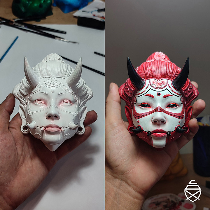 3D Printable Hannya wall mask by PipeCox