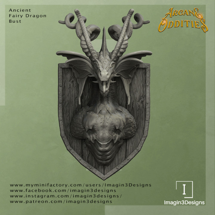 3D Printable Ancient Fairy Dragon Bust by Imagin3Designs