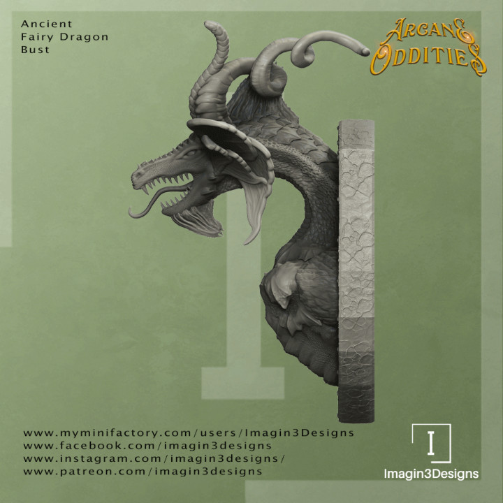 3D Printable Ancient Fairy Dragon Bust by Imagin3Designs