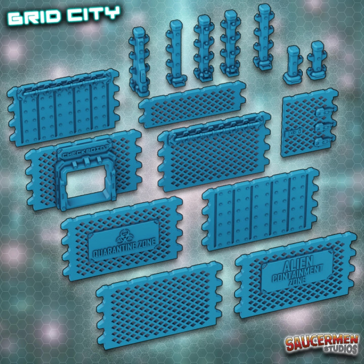 3D Printable Grid City - Chain Link & Security Fences by Saucermen Studios