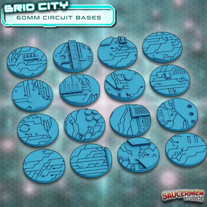 3D Printable Grid City - Sci-fi Circuit Bases 25-90mm BUNDLE by ...