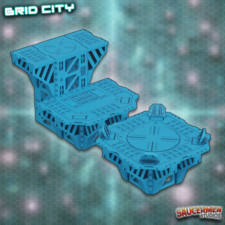 3D Printable Grid City - Landing Pad by Saucermen Studios