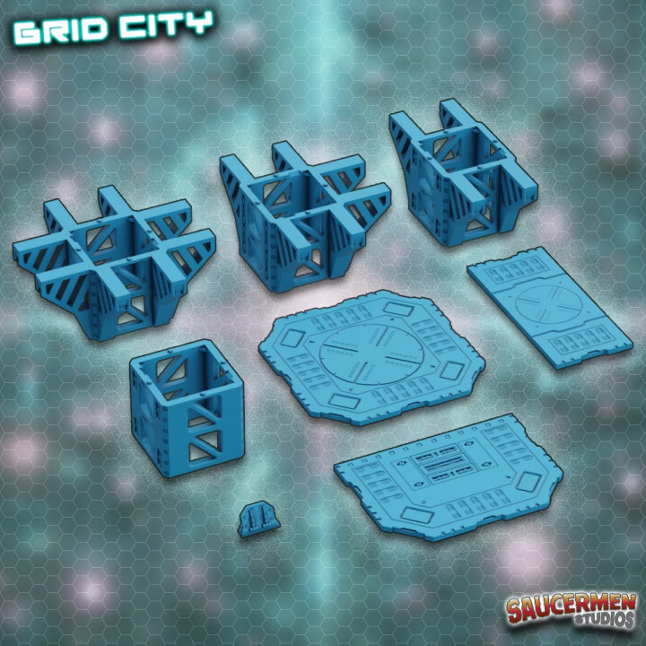 3D Printable Grid City - Landing Pad by Saucermen Studios