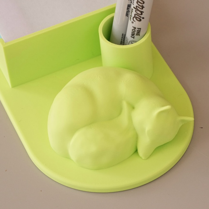 3D Printable Sleeping Fox Post-it Dispenser by Philippe Barreaud
