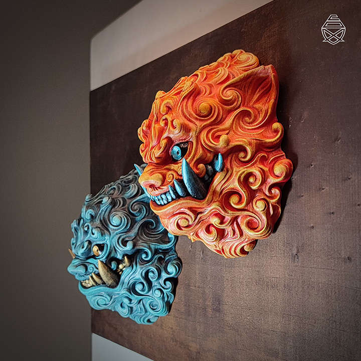 3D Printable Lion Foo wall keychain by PipeCox
