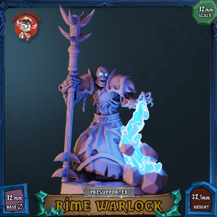 3D Printable Rime Warlock - 32mm scale pre-supported miniature by ...