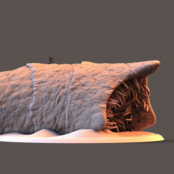 3D Printable Sandworm Rider Diorama by Imp3dsion